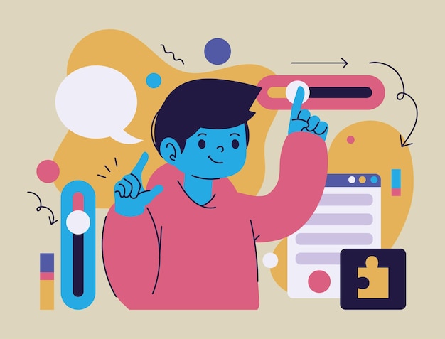 Premium Vector | Developer guy working Premium Vector | Developer guy working