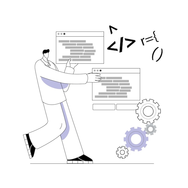 Premium Vector | The developer programs the application. Premium Vector | The developer programs the application.