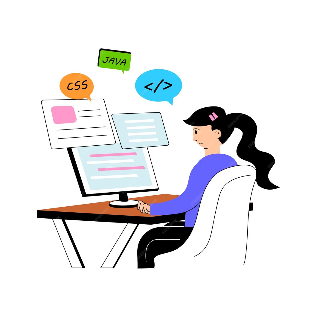 Premium Vector | Developer writing and styling web pages using CSS and HTML