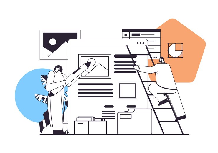 Premium Vector Developers Couple Creating Website Ui Interface Web Application Development