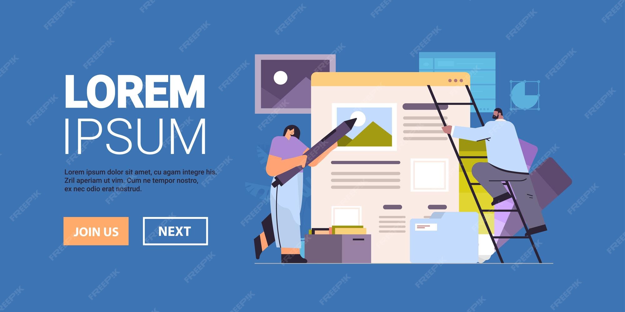 Premium Vector Developers Couple Creating Website Ui Interface Web Application Development