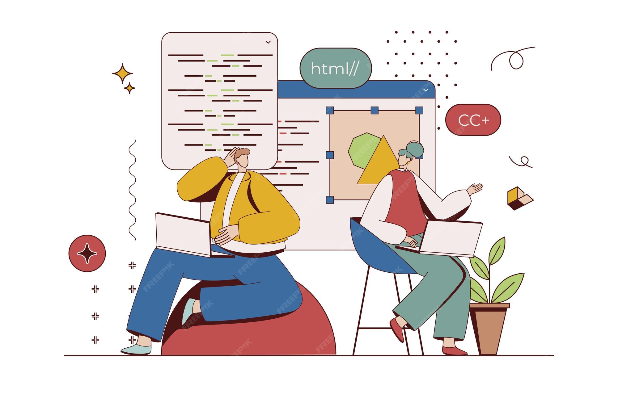 Premium Vector Developers Team Concept With Character Situation In