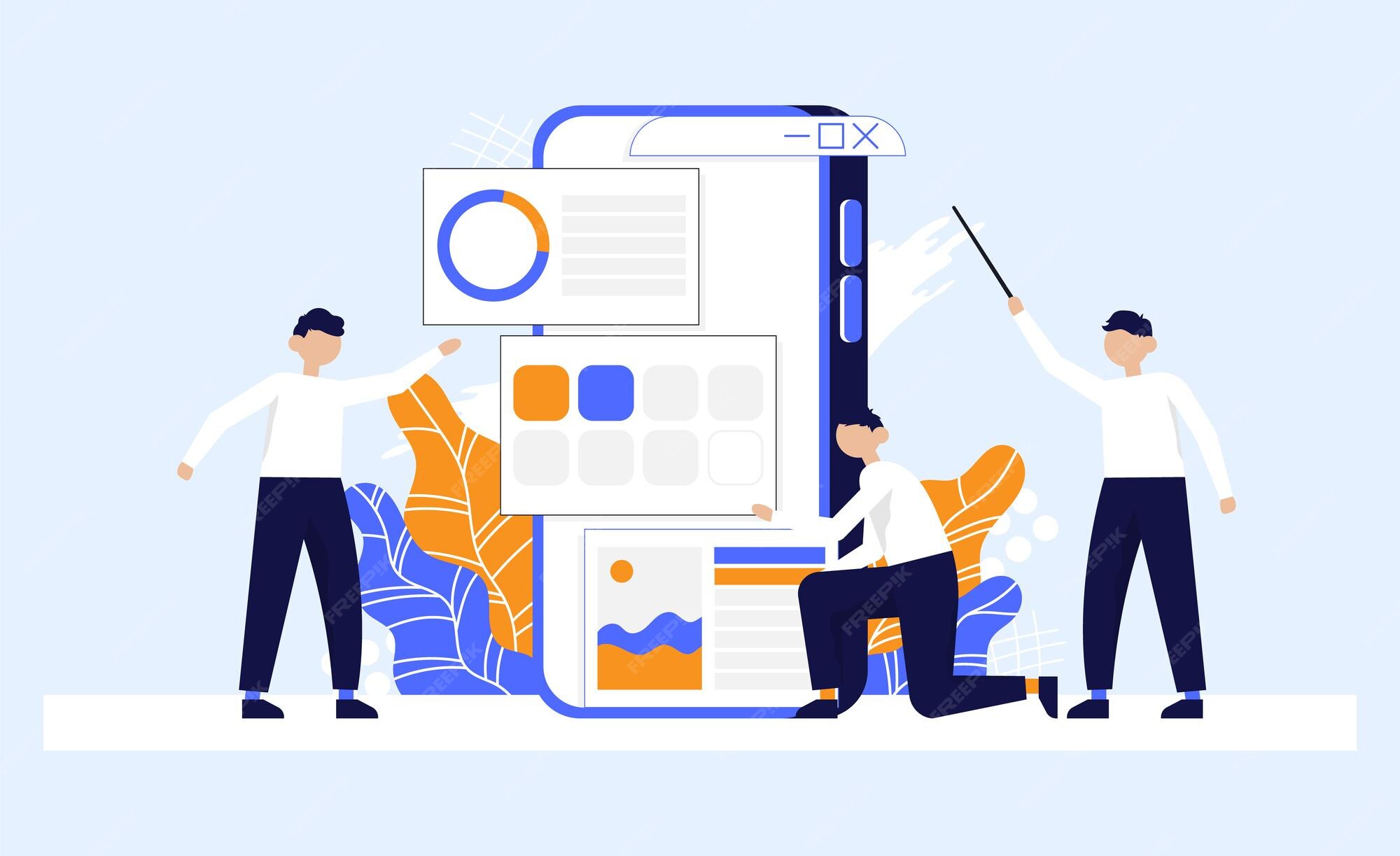 Premium Vector Developers Team Creating And Programming Interface 5548