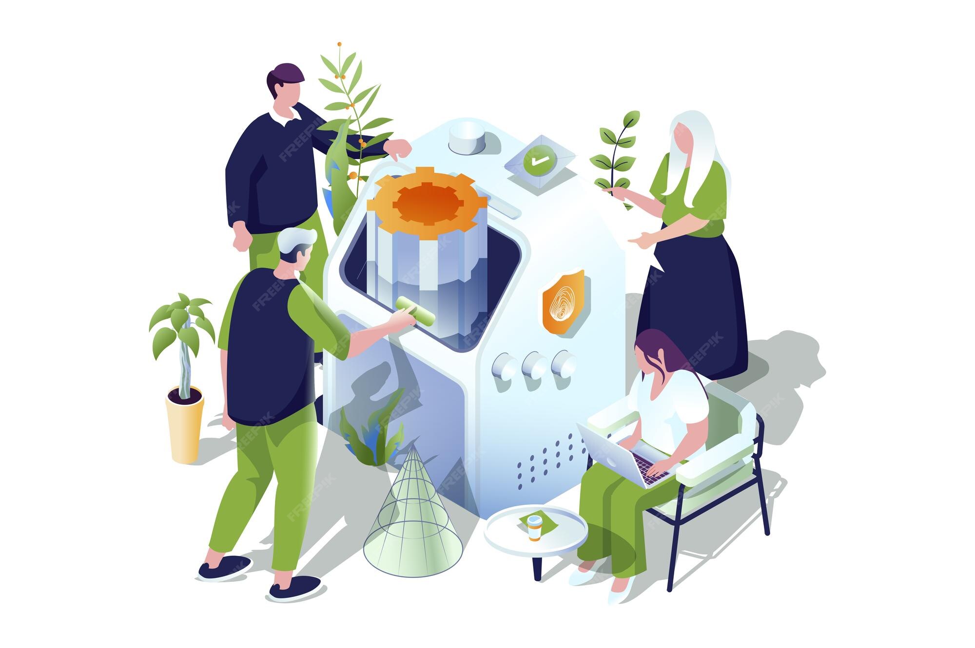 Premium Vector Developers Team Web Concept In 3d Isometric Design