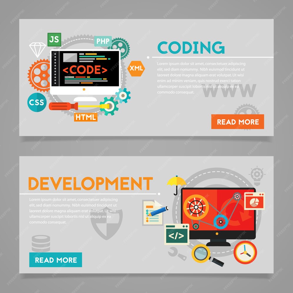 Premium Vector | Development and coding, scripting and website ...