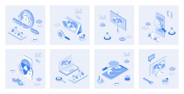 Premium Vector | Devops 3d isometric concept set with isometric icons ...