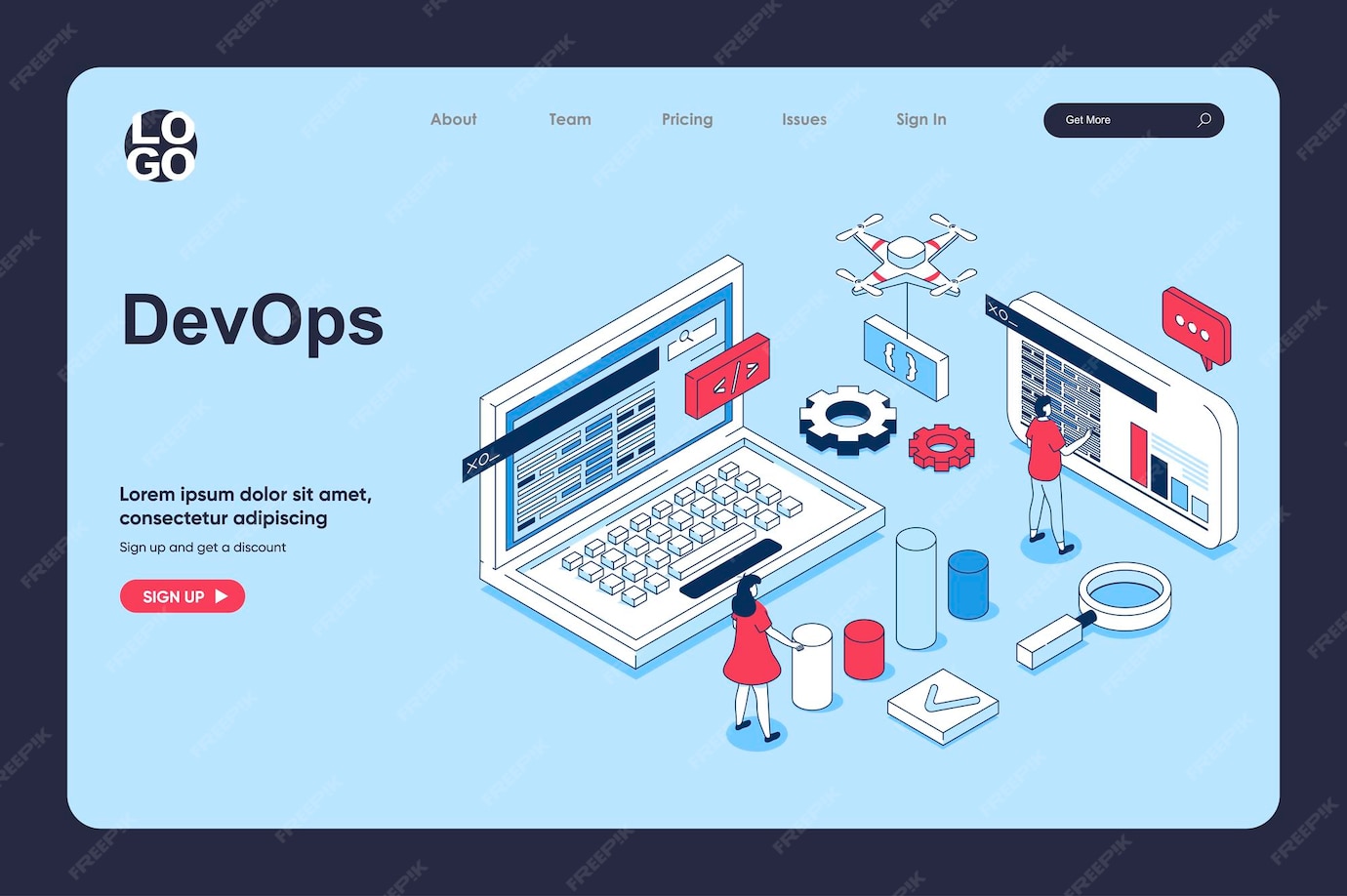 Premium Vector | Devops concept in 3d isometric design for landing page ...