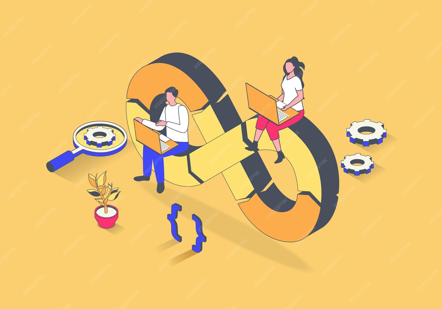 Premium Vector | Devops concept in 3d isometric design manager makes administration of ...