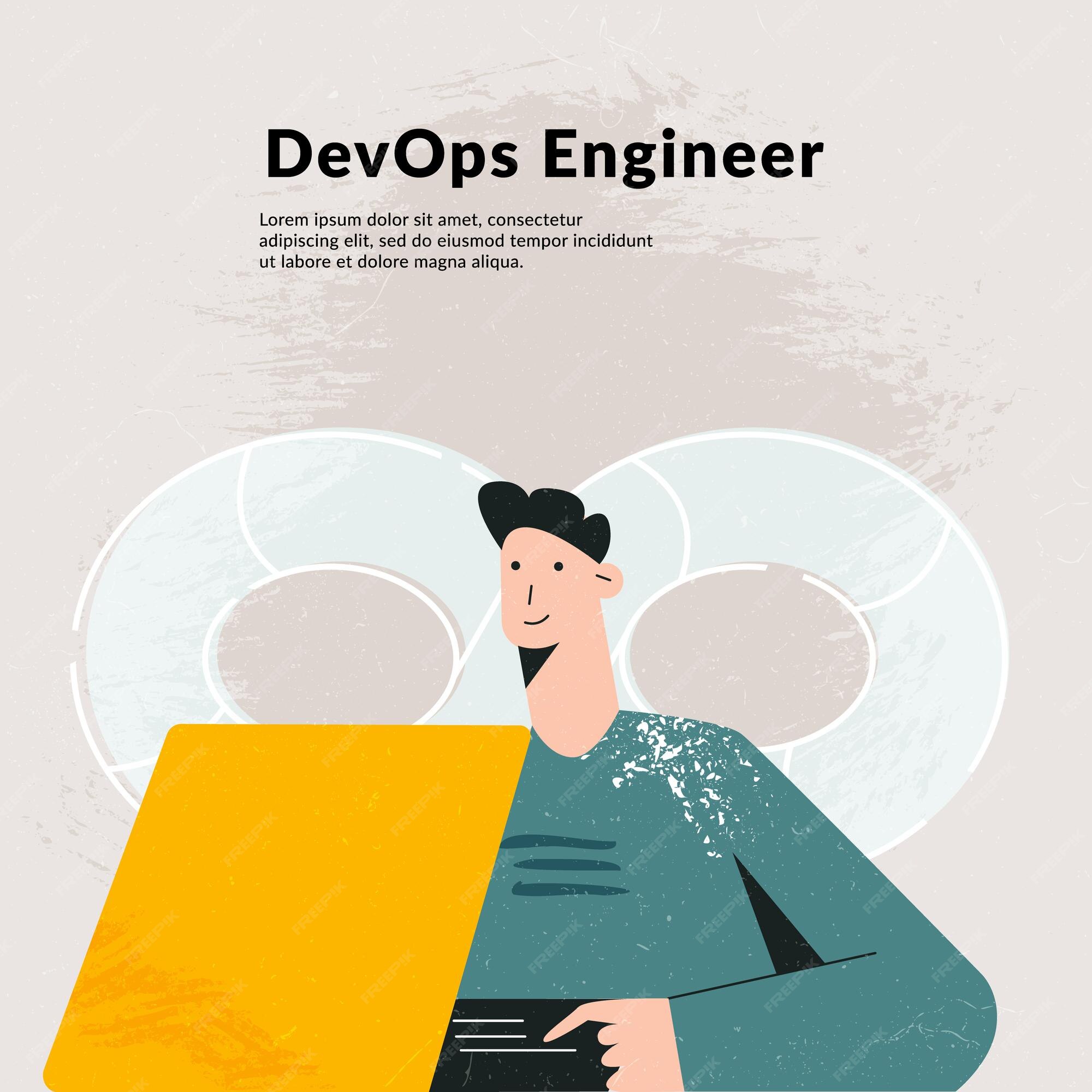 Premium Vector | Devops concept. it engineer combined development and ...