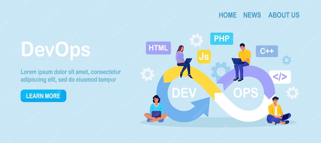 Premium Vector | Devops concept programmers practice of development and software operations ...