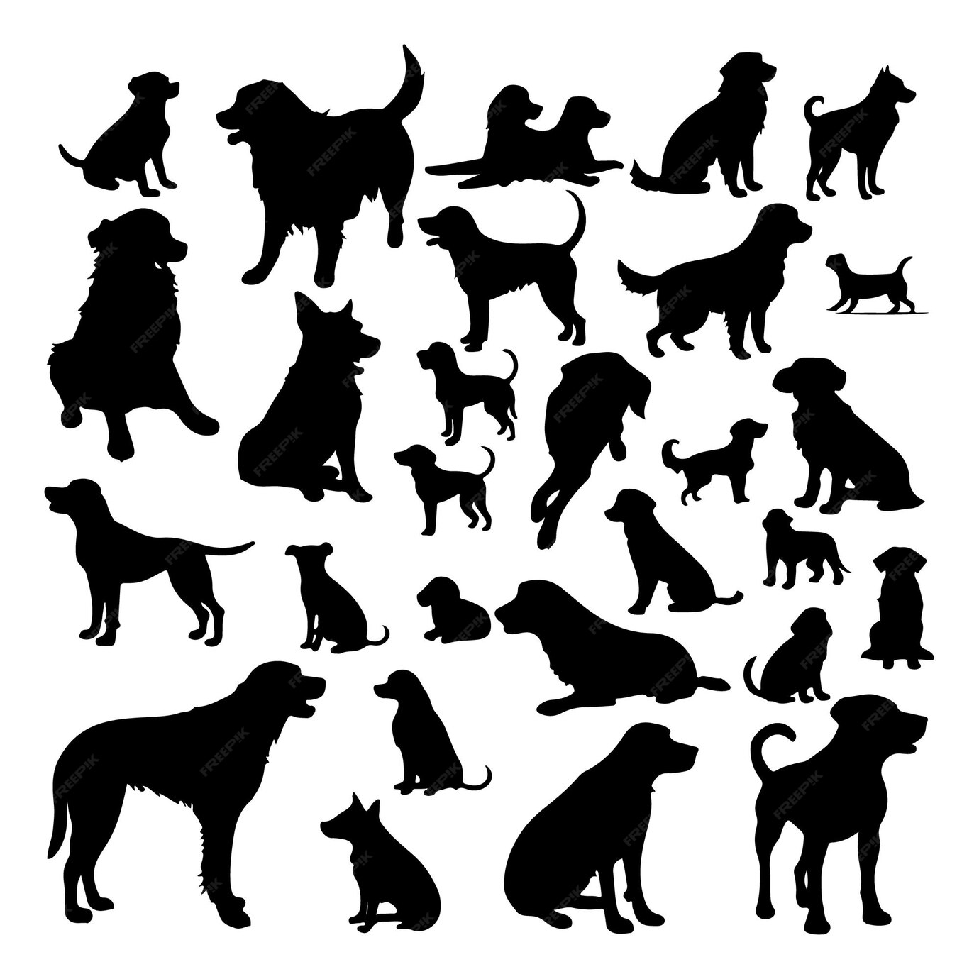 Premium Vector | Different black silhouettes of dogs vector Premium Vector | Different black silhouettes of dogs vector
