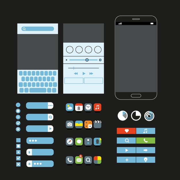 Premium Vector | Different graphic elements set. Modern smartphone ... Premium Vector | Different graphic elements set. Modern smartphone ...