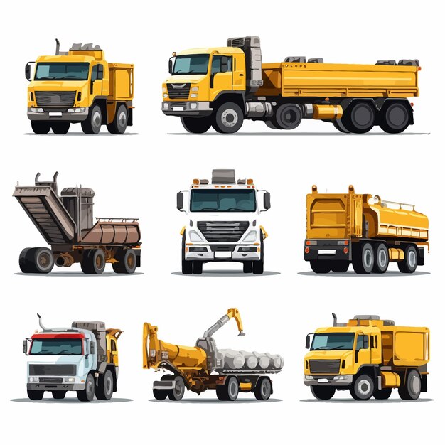 Premium Vector | Different types of construction trucks Premium Vector | Different types of construction trucks