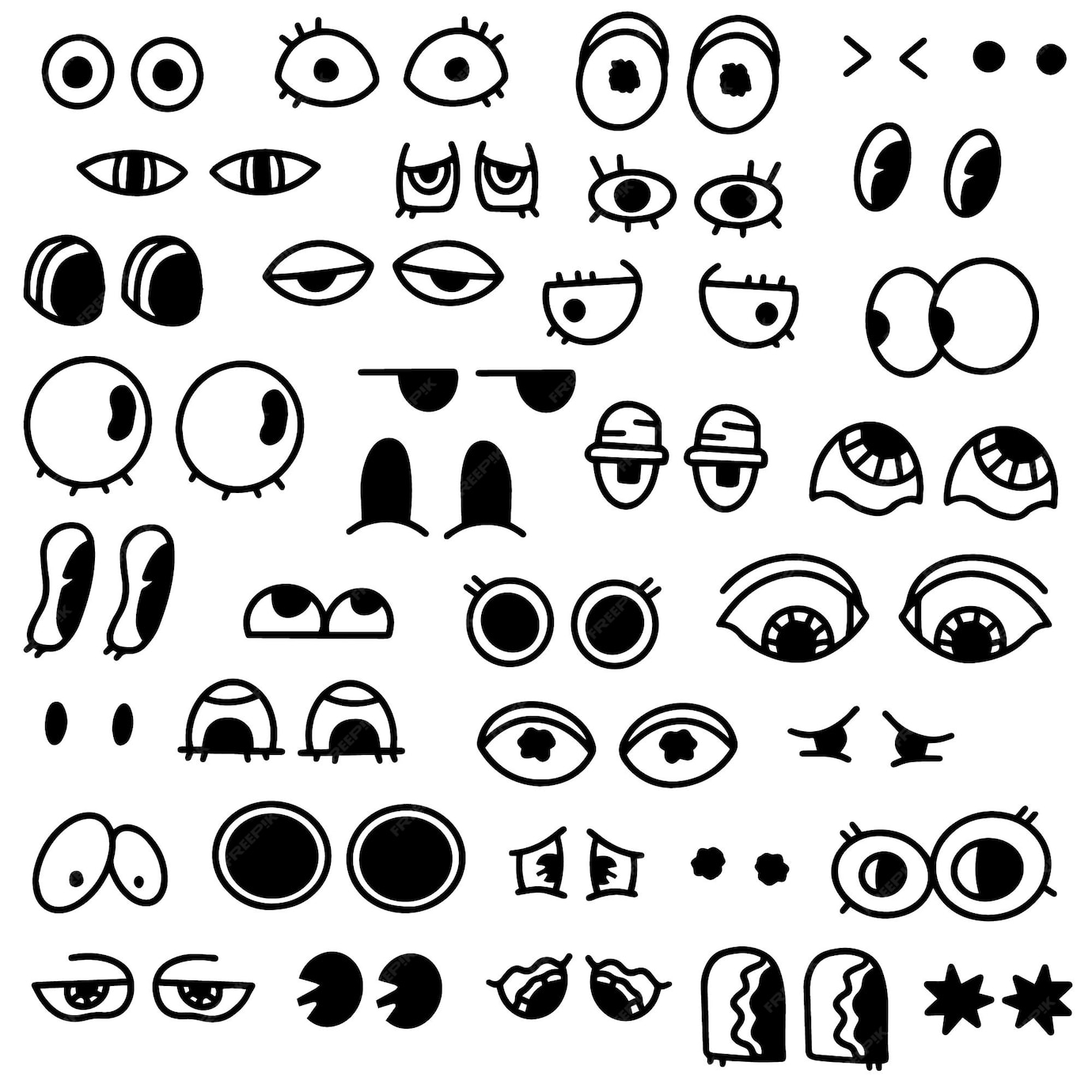 Premium Vector Different Types Of Eyes Hand Drawn Vector Illustration Set In Cartoon Style On