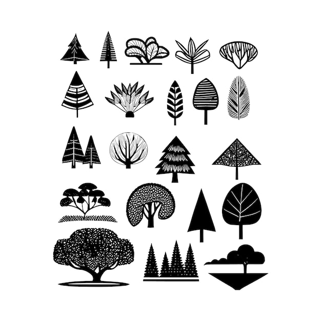 Premium Vector | Different types of tree silhouette vector Premium Vector | Different types of tree silhouette vector