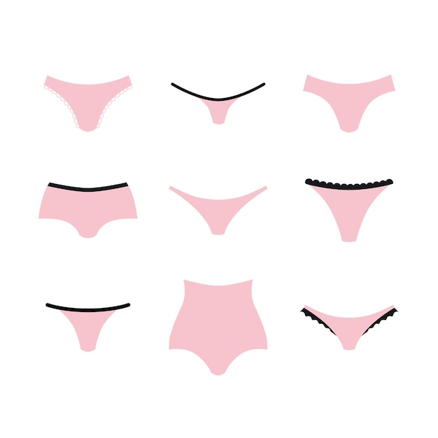 Premium Vector Different Types Of Womens Panties In Pink