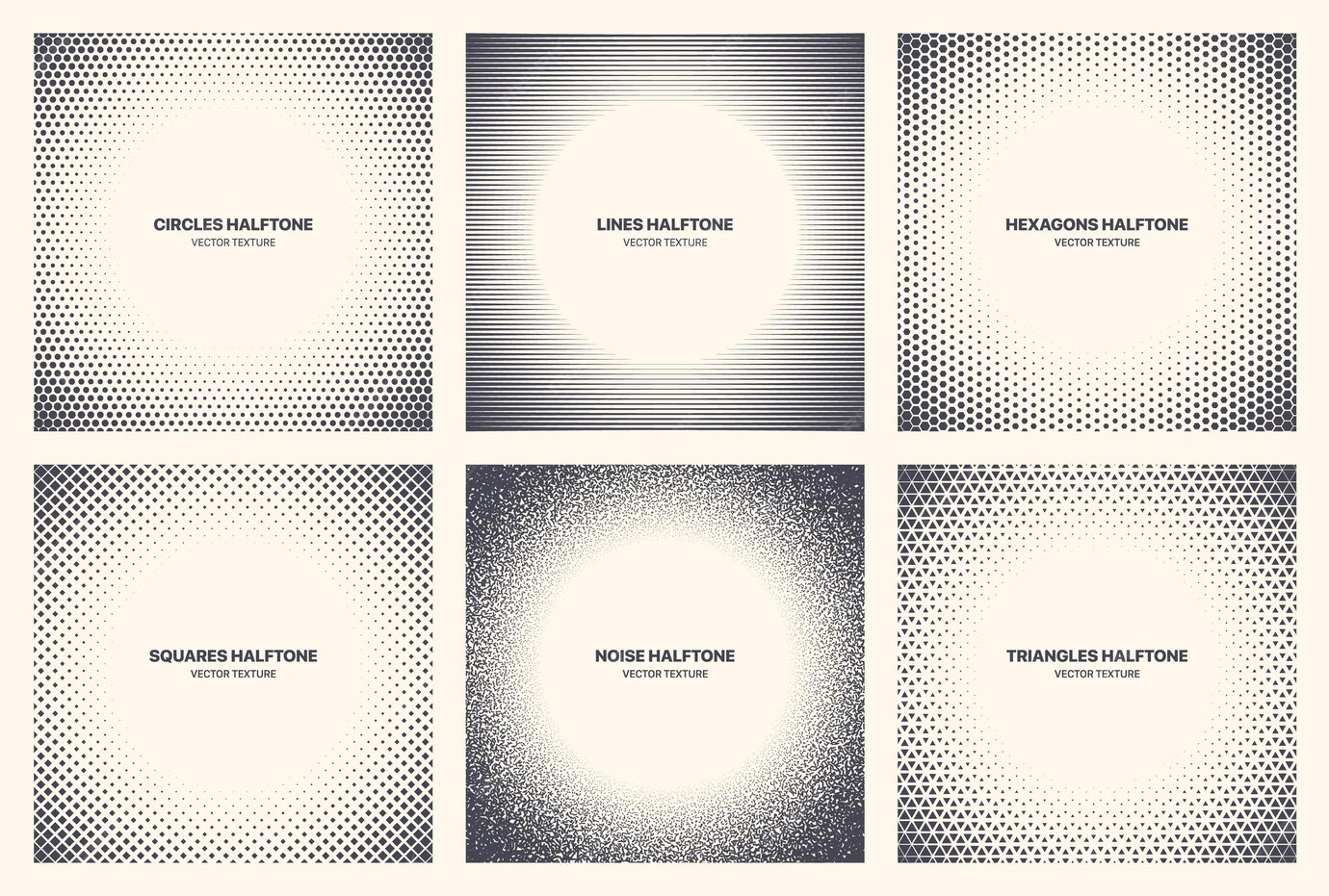 Premium Vector Different Variations Halftone Circle Frame Set Vector Abstract Geometric
