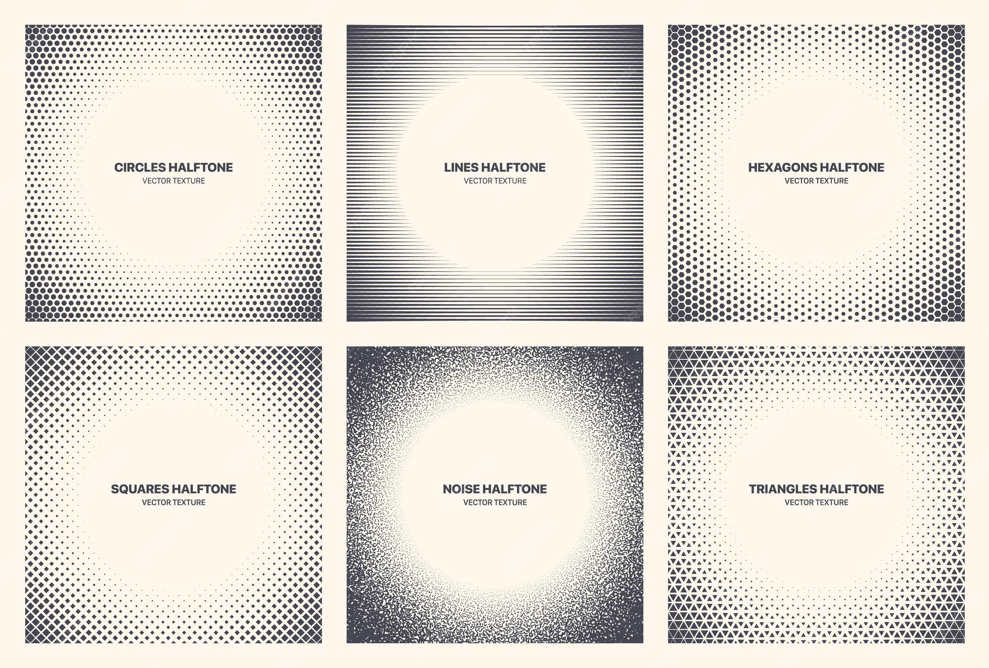 Premium Vector Different Variations Halftone Circle Frame Set Vector Abstract Geometric