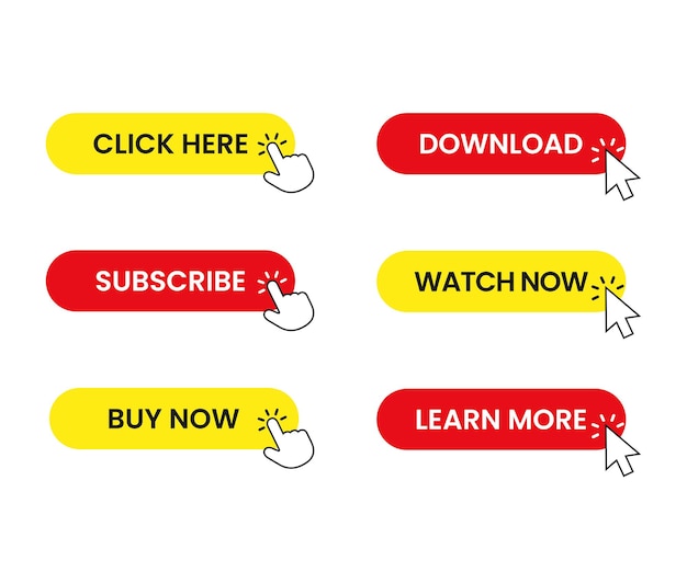 Premium Vector | Different web buttons with cursor or buttons set and ui design buttons set