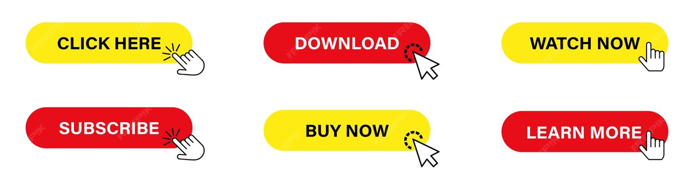 Premium Vector | Different web buttons with cursor click here subscribe ...