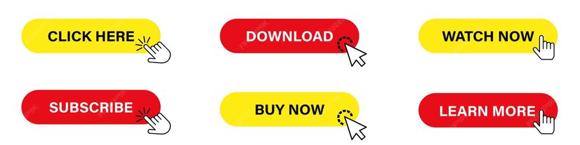 Premium Vector | Different web buttons with cursor click here subscribe ...