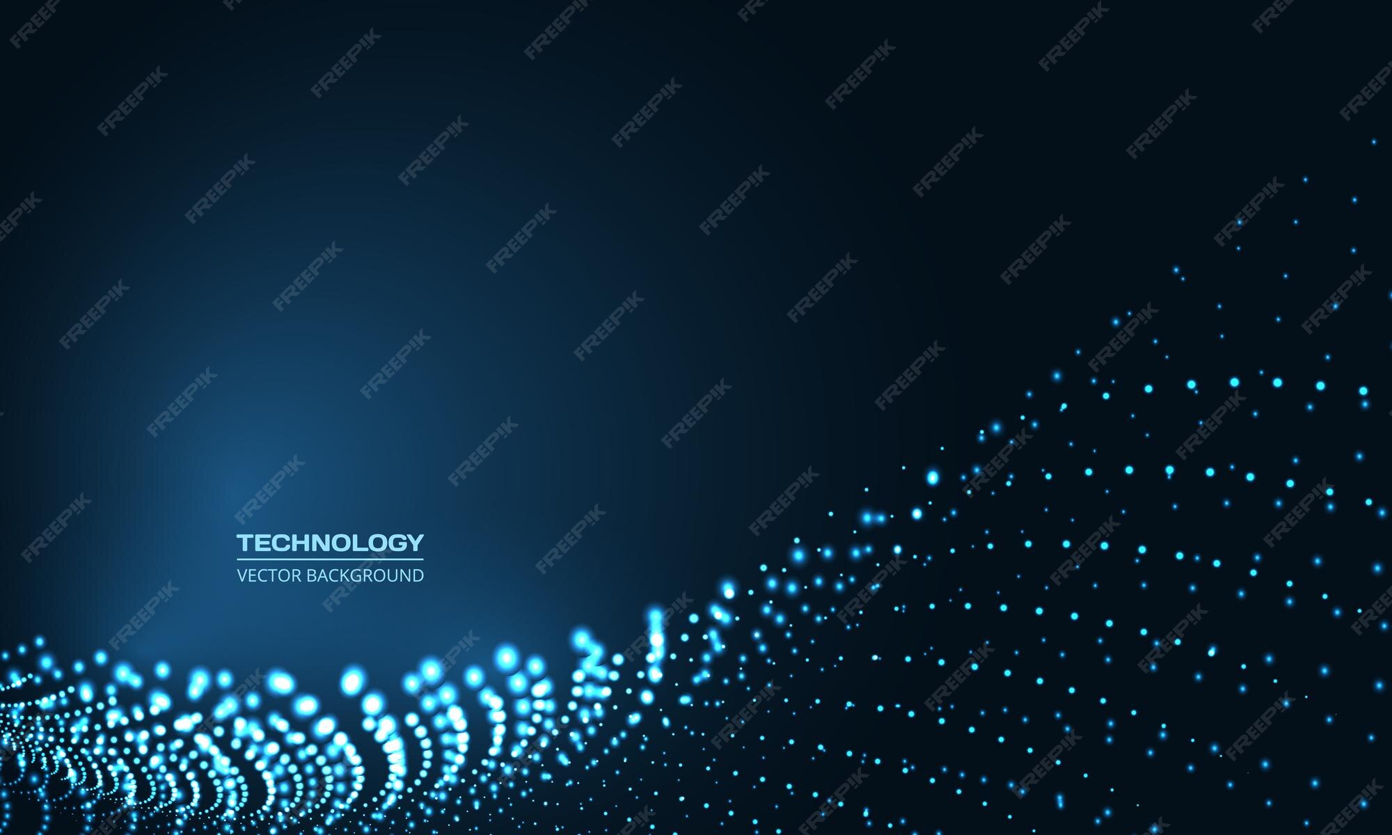 Premium Vector | Digital abstract vector technology particle wave in dark blue background. hi ...