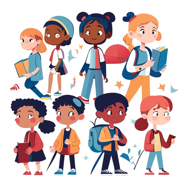 Premium Vector | Digital art multicultural children flat vector design Premium Vector | Digital art multicultural children flat vector design