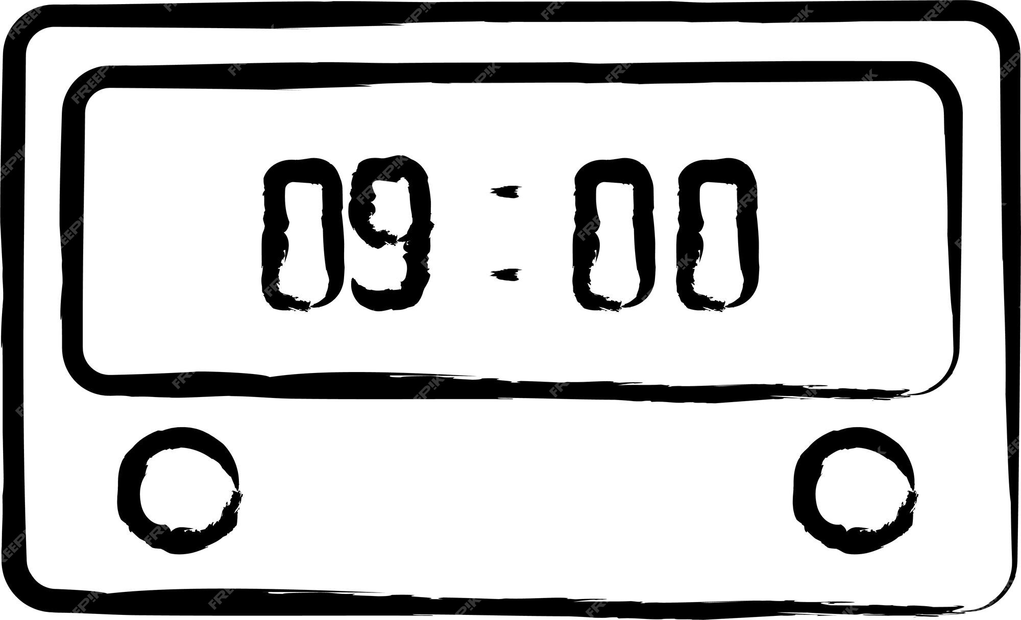 Premium Vector Digital Clock Hand Drawn Vector Illustration
