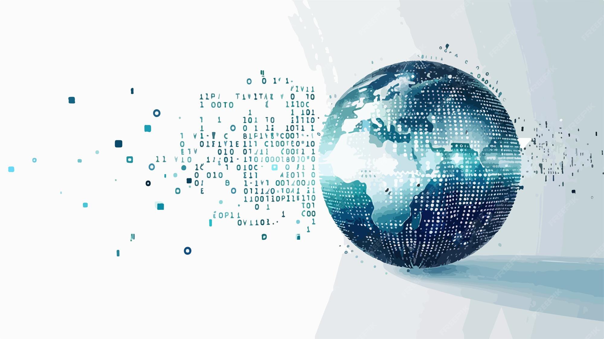 Digital Globe and Binary Code Conceptual Background Image | Premium AI-generated vector