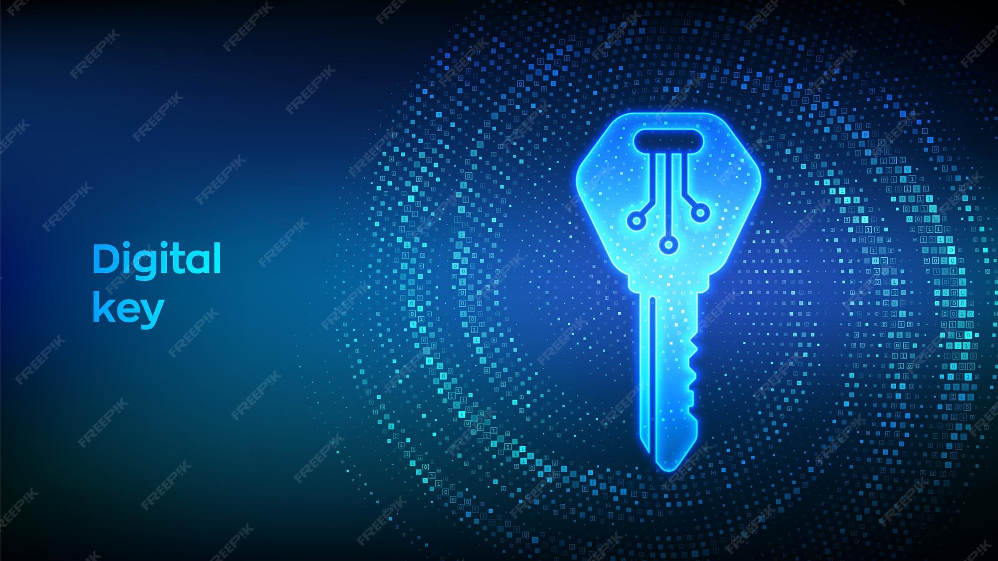 Premium Vector | Digital key Electronic key icon made with binary code Cyber security and access ...