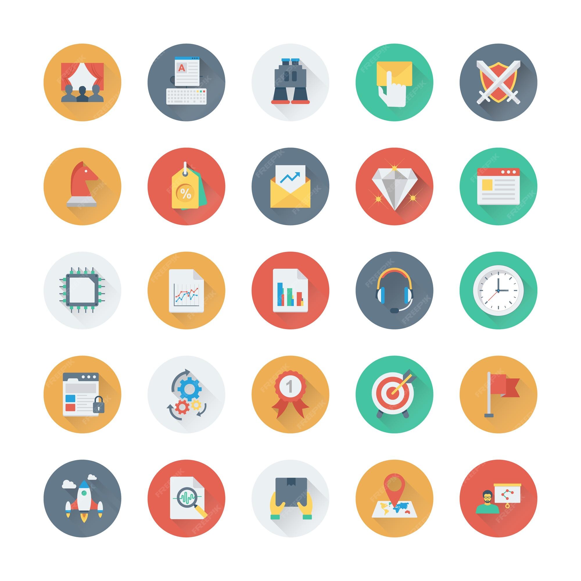 Premium Vector | Digital marketing colored vector icons Premium Vector | Digital marketing colored vector icons