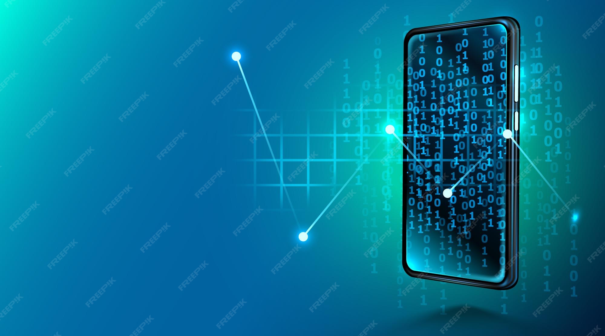 Premium Vector | Digital mobile technology. device with binary code of ...