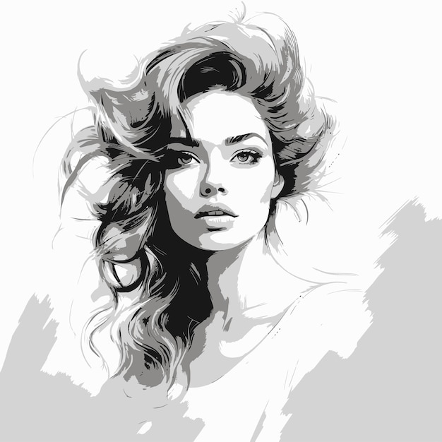 Premium Vector | Digital painting woman drawing portrait Premium Vector | Digital painting woman drawing portrait