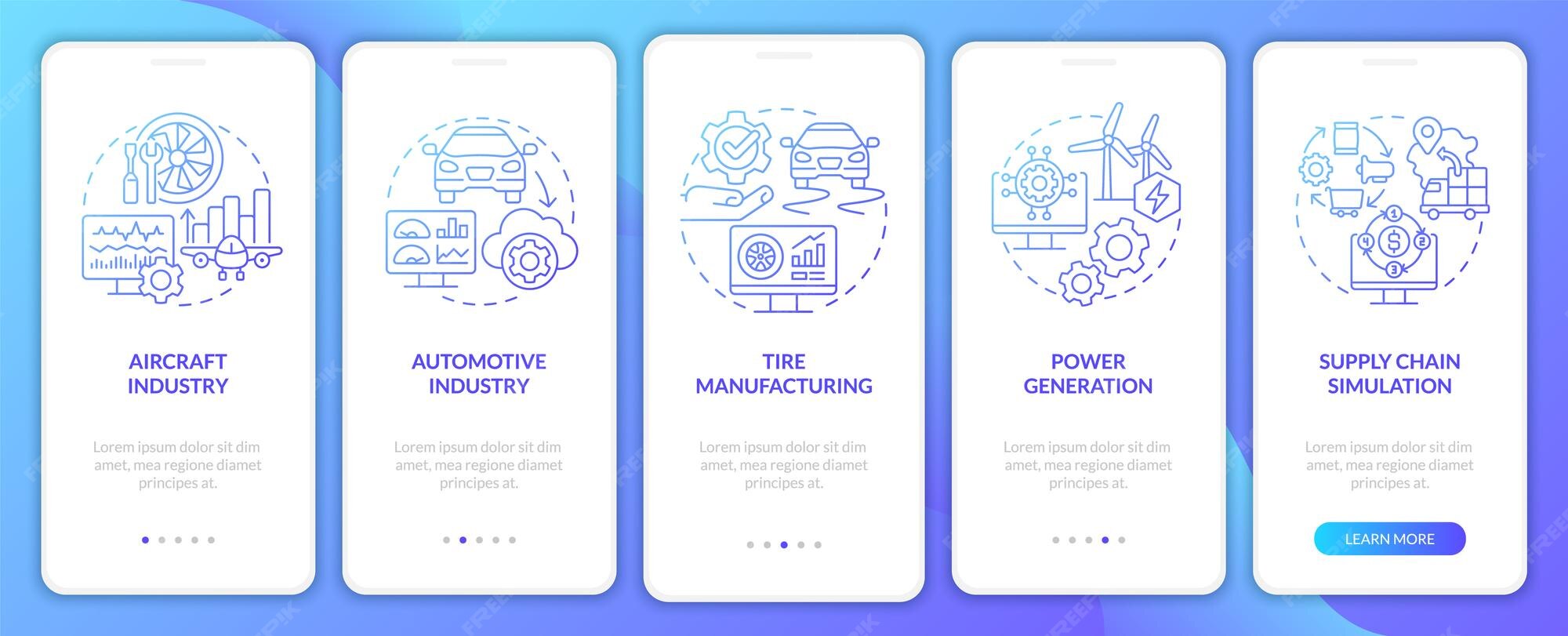 Premium Vector Digital Twin Usage Blue Gradient Onboarding Mobile App