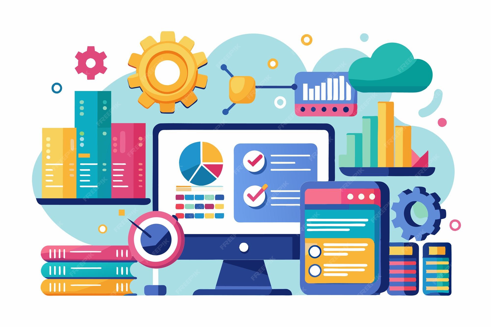A digital workspace displays automated database analysis and ...