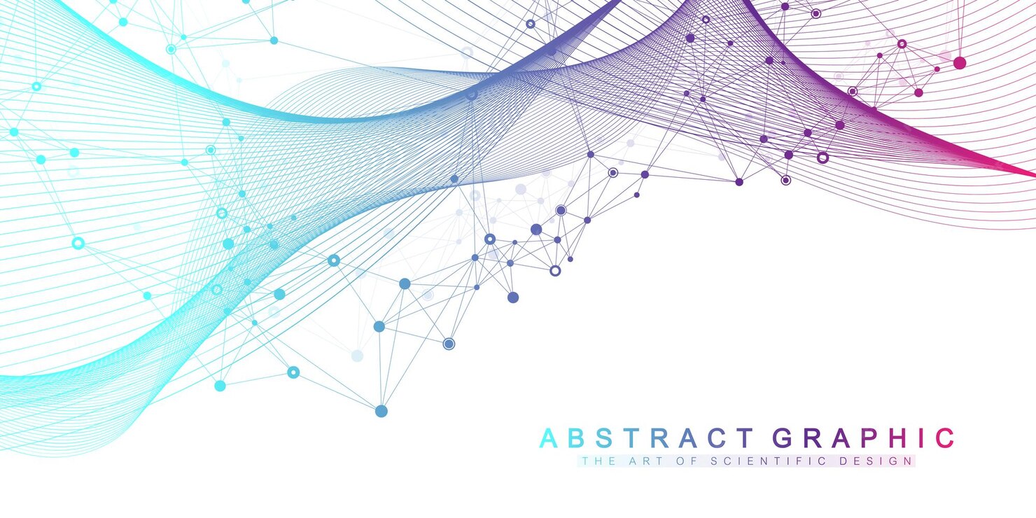 Premium Vector Digits Abstract Background With Connected Line And Dots Wave Flow Digital