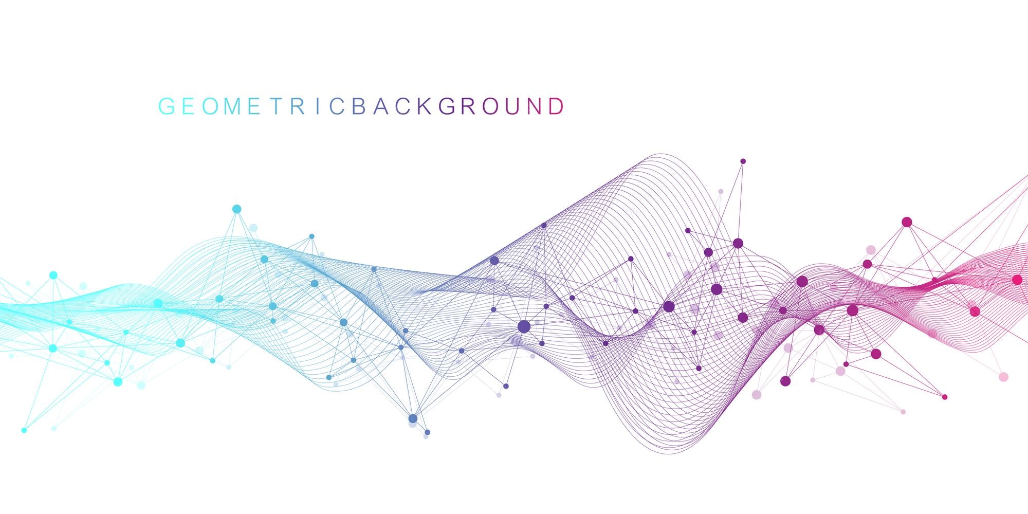 Premium Vector Digits Abstract Background With Connected Line And Dots Wave Flow Digital