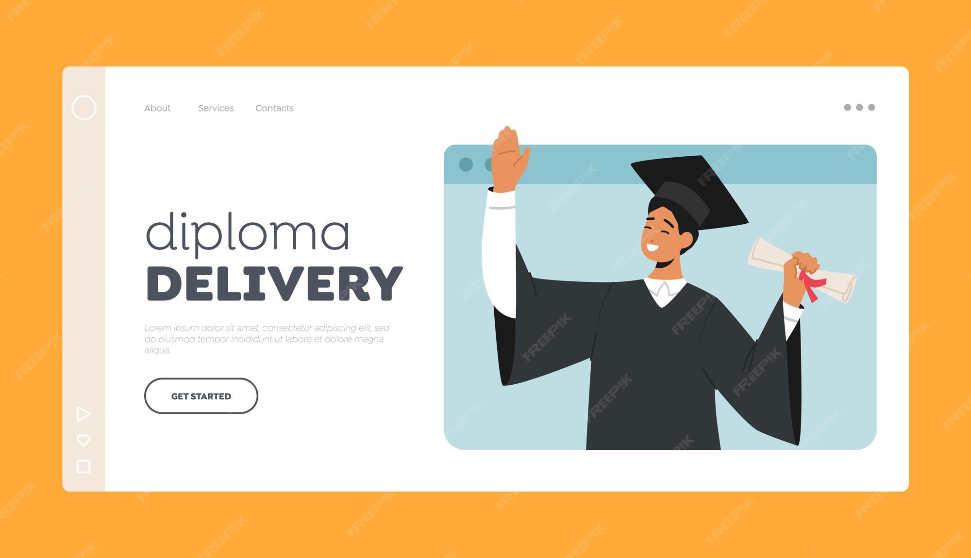 Premium Vector | Diploma Delivery Landing Page Template Virtual ... Premium Vector | Diploma Delivery Landing Page Template Virtual ...