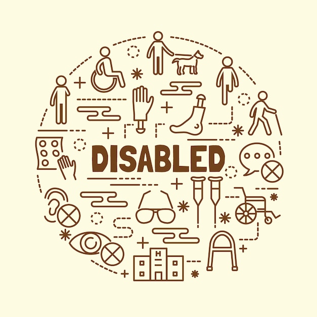 Premium Vector | Disabled minimal thin line icons set Premium Vector | Disabled minimal thin line icons set