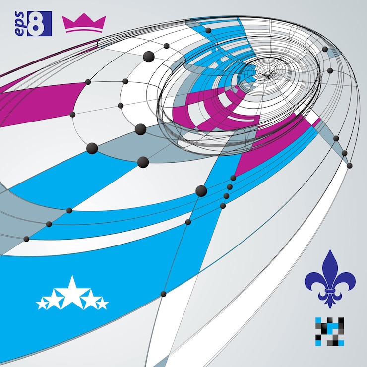 Premium Vector Distorted 3d Abstract Lines And Dots Background With