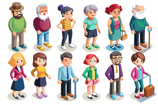A Diverse Group Of Cartoon People In Isometric View Premium Ai Generated Vector