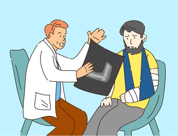 Premium Vector | Doctor shows xray scan of arm to the patient Broken ... Premium Vector | Doctor shows xray scan of arm to the patient Broken ...