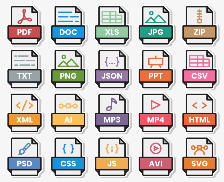 Premium Vector Document File Format Folder Pdf Doc Xls Zip Txt