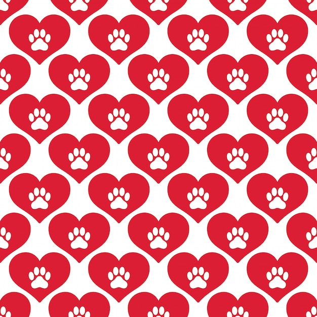 Premium Vector | Dog paw footprint seamless pattern heart Premium Vector | Dog paw footprint seamless pattern heart