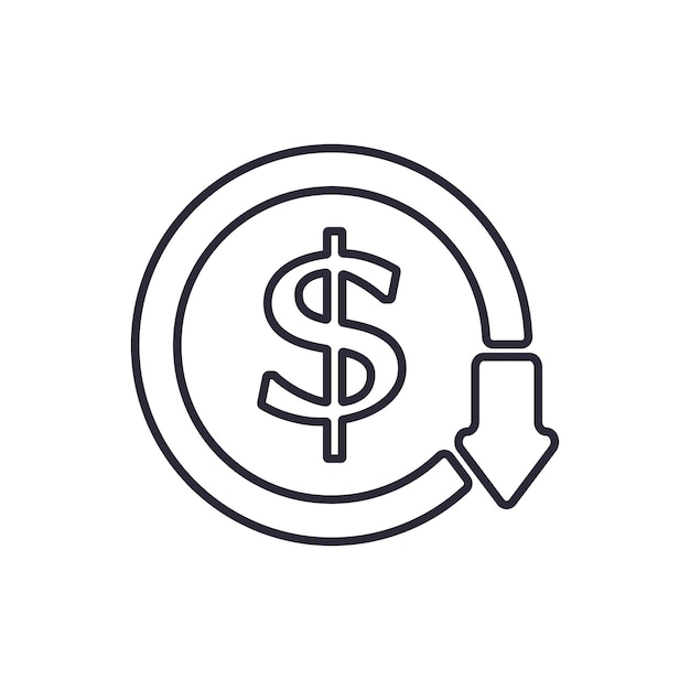 Premium Vector | Dollar decrease icon concept of decline currency fall