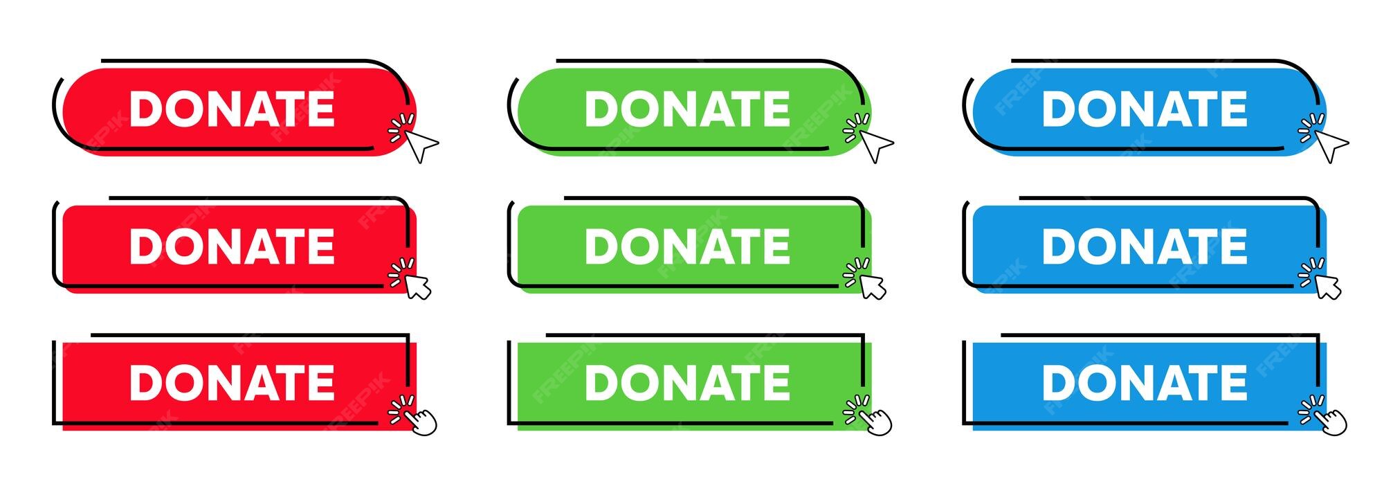 Premium Vector | Donate Buttons with Click cursor or arrow point Modern ...