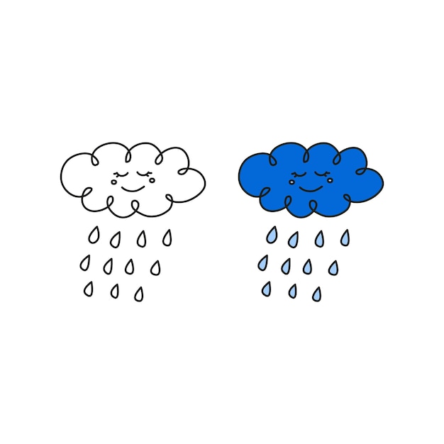 Premium Vector | Doodle cloud happy character icon Premium Vector | Doodle cloud happy character icon