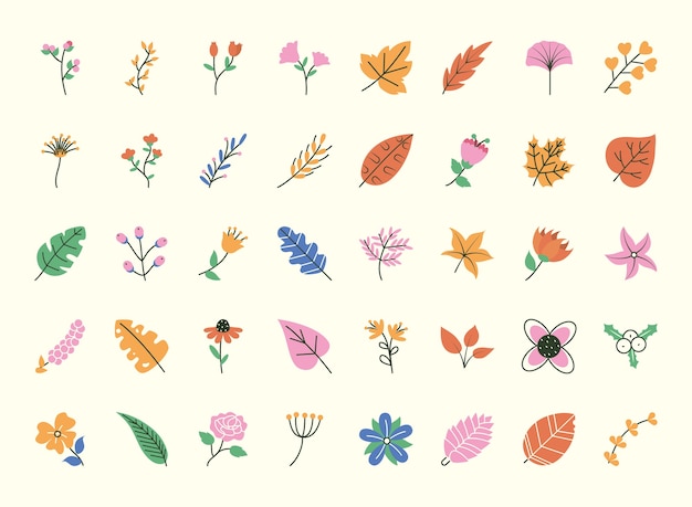 Premium Vector Autumn Leaves Fall Forest Leaves And Berries Cozy
