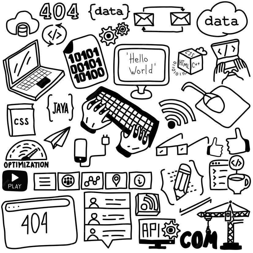 Premium Vector | Doodle seamles pattern Programmer items Web ...