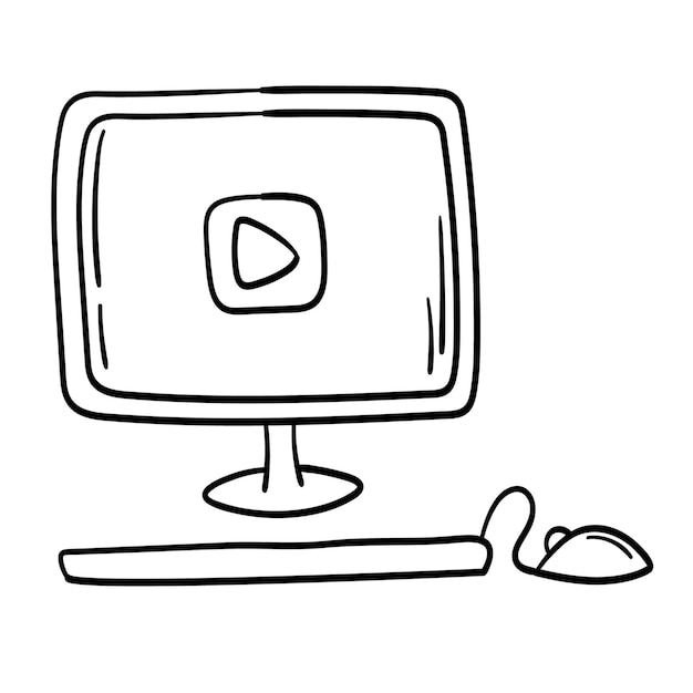 Premium Vector | Doodle sticker computer for work from home Premium Vector | Doodle sticker computer for work from home